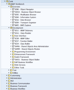 Zoznam nástrojov ABAP Workbench | Web SAPERP